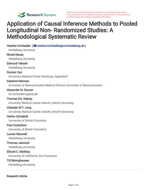 Pdf Application Of Causal Inference Methods To Pooled Longitudinal