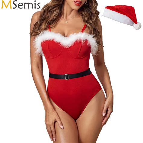 Women Christmas Costumes Santa Claus Red Velvet Bustier Bodyshaper