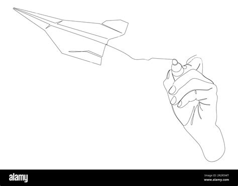 One Continuous Line Of Paper Airplane Drawn By With Felt Tip Pen Thin Line Illustration Vector
