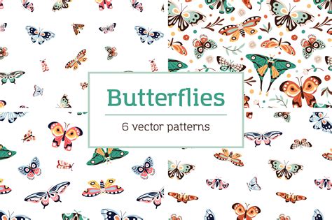 Cute Butterflies Seamless Patterns Graphic Patterns ~ Creative Market