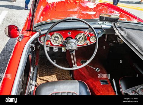 Highlands Nc June 11 2022 High Perspective Interior Detail View Of A 1960 Austin Healey