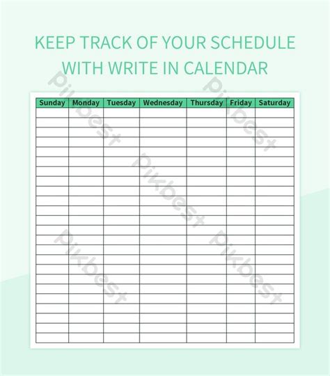 Organize Your Schedule Effectively Using A Write In Calendar Excel