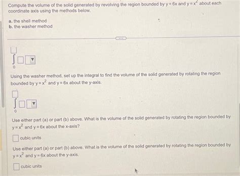solved compute the volume of the solid generated by