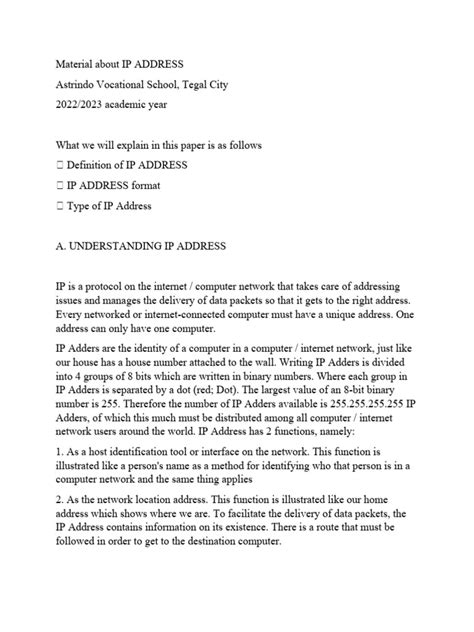 material about ip address pdf ip address internet protocols