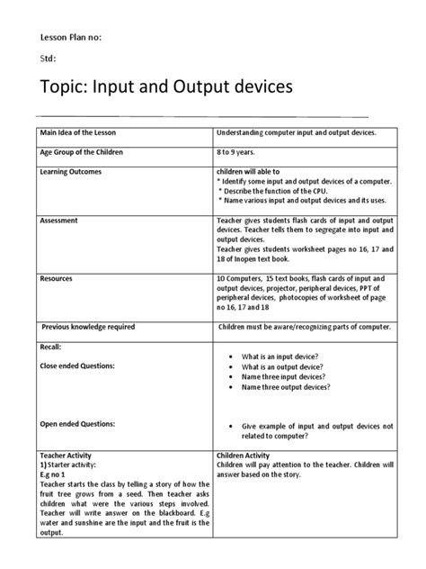 lesson plan inopen std 3chpt no 2 pdf input output lesson plan