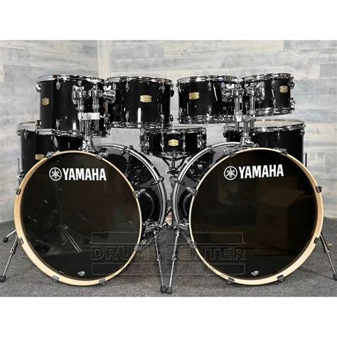 Yamaha Stage Custom Birch 9pc Drum Set 24 Double Bass Raven Black