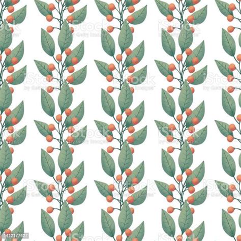 녹색 잎과 열매가있는 디지털 종이 흰색 배경에 매끄러운 패턴 0명에 대한 스톡 벡터 아트 및 기타 이미지 0명 그래픽 프린트 꽃무늬 Istock