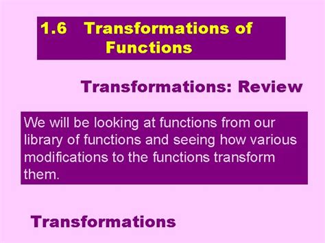 Transformations Of Functions Transformations Review Transformations
