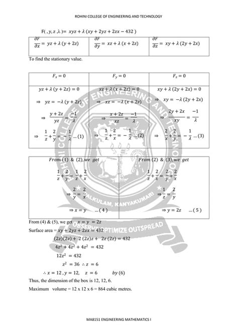 Lagranges Method Of Undetermined Multiplerspptx