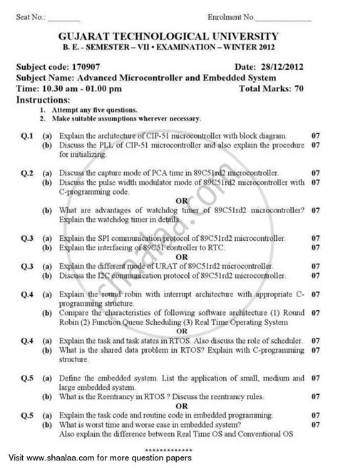 Advanced Microcontrollers And Embedded System 2012 2013 Bachelor Of Engineering In Electrical