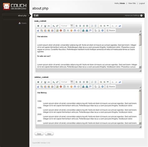 Starting Off Simple The About Us Page Documentation Couchcms A
