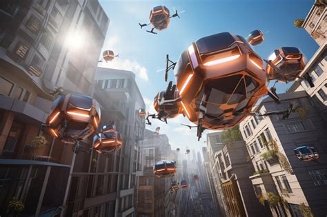 Networked Autonomous Delivery Drones Transporting Goods Premium Ai