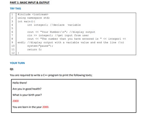 Solved PART BASIC INPUT OUTPUT TRY THIS YOUR TURN Q Chegg Com