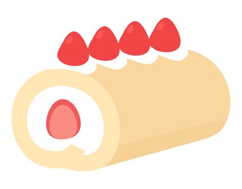 苺のロールケーキ一本のイラスト 無料のフリー素材 イラストエイト