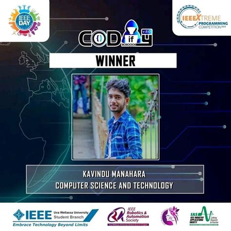 Kavindu M Wanniarachchi On Linkedin Ieeeday2022 Ieeeuwu Codifyv2