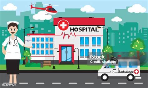 환자 치료 개념 병원 건물 구급차 차 배경에 서 의사 팀의 벡터 간호사에 대한 스톡 벡터 아트 및 기타 이미지 간호사 건강관리와 의술 구급차 Istock