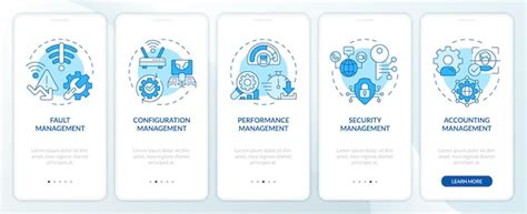 Premium Vector Network Management Functions Blue Onboarding Mobile App Screen