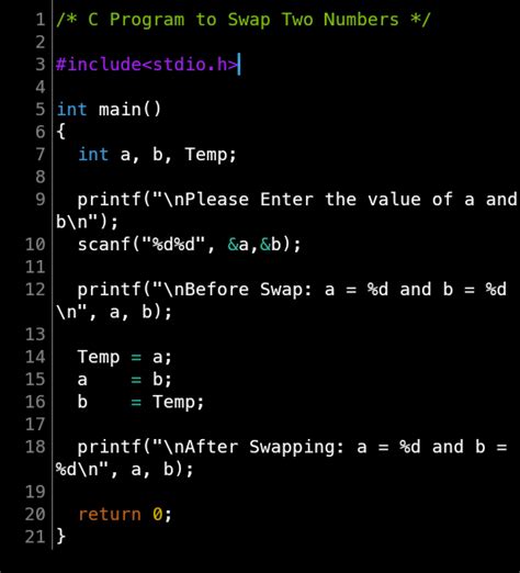 C Program To Swap Two Numbers Without Using Pointer Geeky Programmer