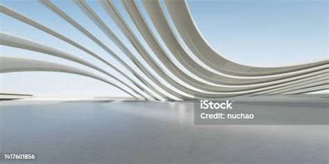 콘크리트 바닥이있는 추상적 인 미래 지향적 인 건축물의 3d 렌더링 추상적인에 대한 스톡 사진 및 기타 이미지 추상적인 건축 배경 주제 Istock