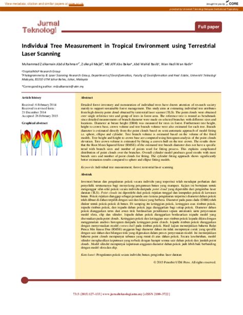 Pdf Individual Tree Measurement In Tropical Environment Using