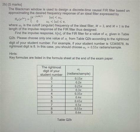 Solved 5 Marks The Blackman Window Is Used To Design A