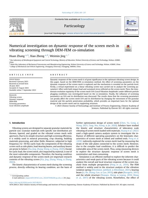 pdf numerical investigation on dynamic response of the screen mesh in