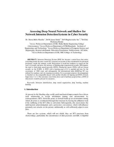 Pdf Assessing Deep Neural Network And Shallow For Network Intrusion