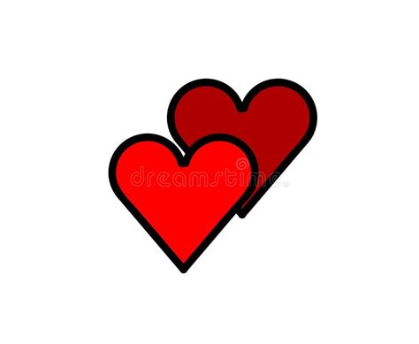 Two Red Hearts Logo Design Illustration On White Background Stock