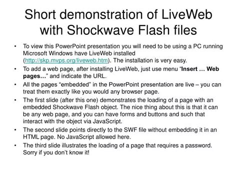 Ppt Short Demonstration Of Liveweb With Shockwave Flash Files Powerpoint Presentation Id5482513