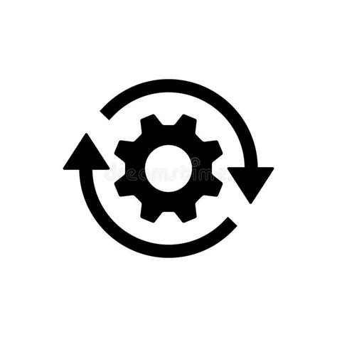 Workflow Process Icon In Flat Style Gear Cog Wheel With Arrows Vector Illustration Stock