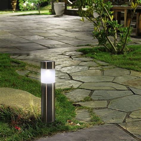 Lámpara De Poste De Jardín Led Con Sensor De Movimiento Acero