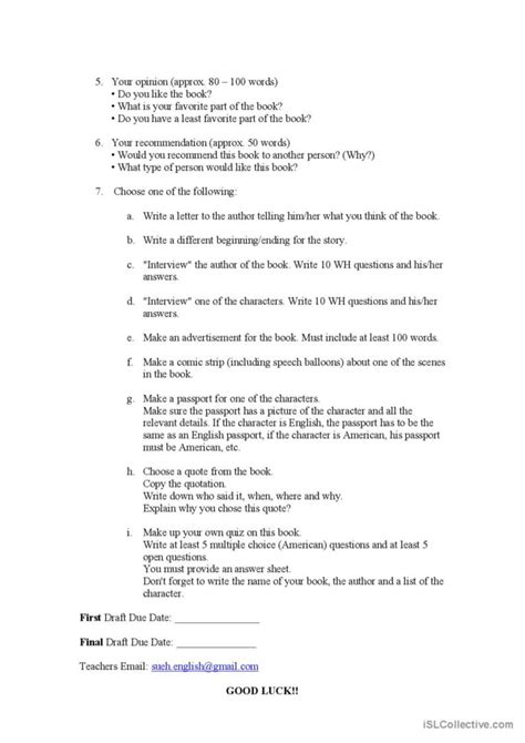 How To Write A Book Report English ESL Worksheets Pdf Doc