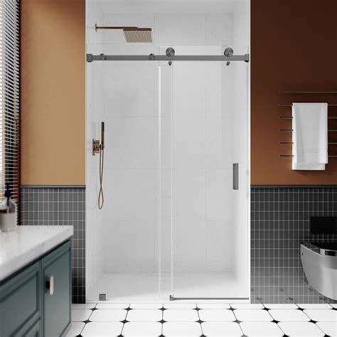 Unikoo Uks05 46 To 49 In W X 76 In H Sliding Frameless Shower Door In Space Gray Enduro