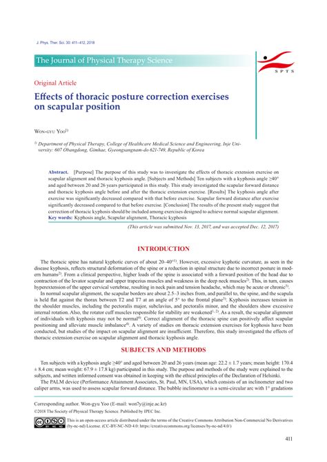 Pdf Effects Of Thoracic Posture Correction Exercises On Scapular Position