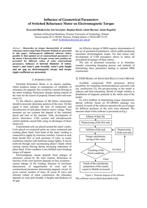 Pdf Influence Of Geometrical Parameters Of Switched Reluctance Motor On Electromagnetic Torque
