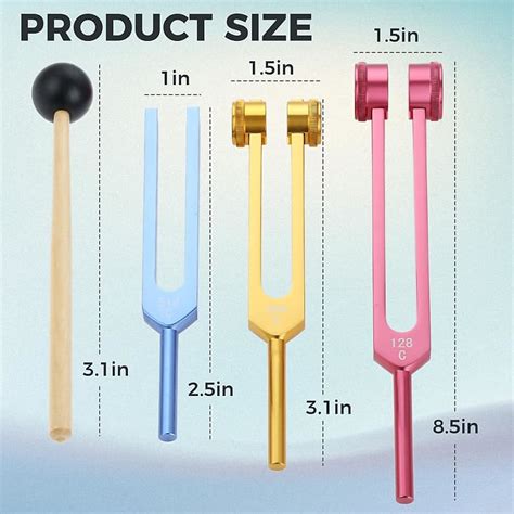 Tuning Fork Set 128hz 256hz 512hz Body Weighted Tuning Reverb