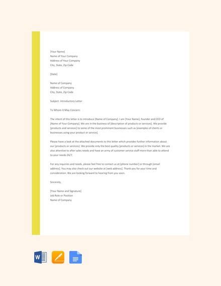 12 Letter Of Introduction Templates PDF DOC