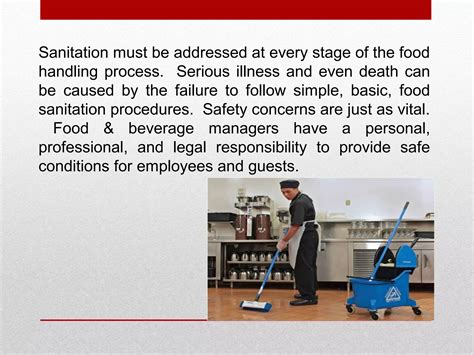 Sanitation And Safety In Food And Beverage Operation Ppt