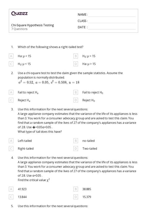 50 Hypothesis Testing Worksheets For 9th Class On Quizizz Free And Printable