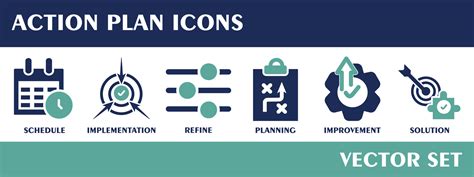 Action Plan Icons Containing Schedule Implementation Refine