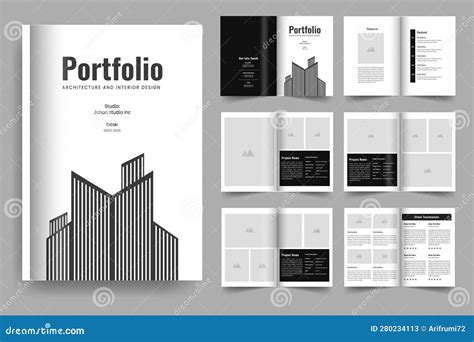 Architecture Portfolio Template Design And Interior Portfolio Brochure Layout Design Vector
