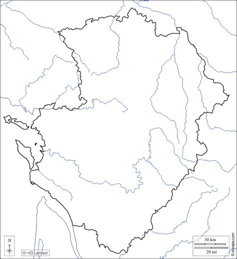 普瓦图 夏朗德 免费地图 免费的空白地图 免费的轮廓地图 免费基地地图 海岸 限制 水文学 白