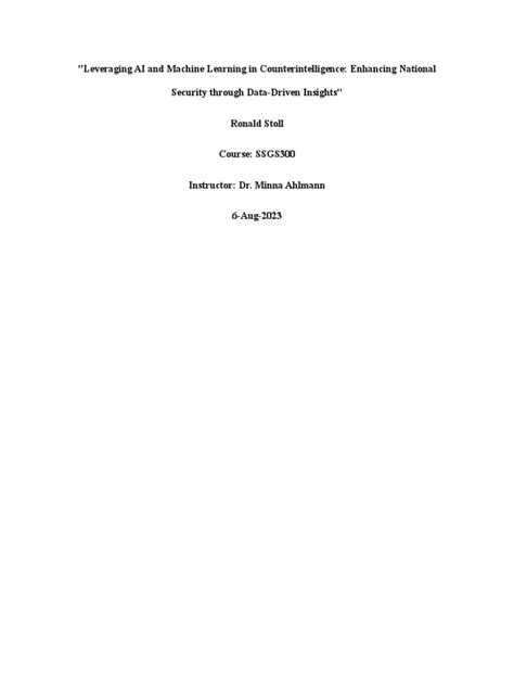 Leveraging Ai And Machine Learning In Counterintelligence Pdf