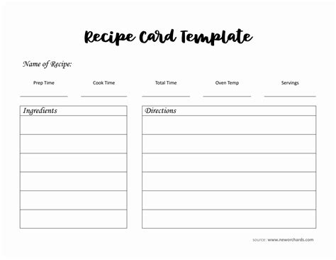 Free Recipe Card Templates Pdf Word Excel