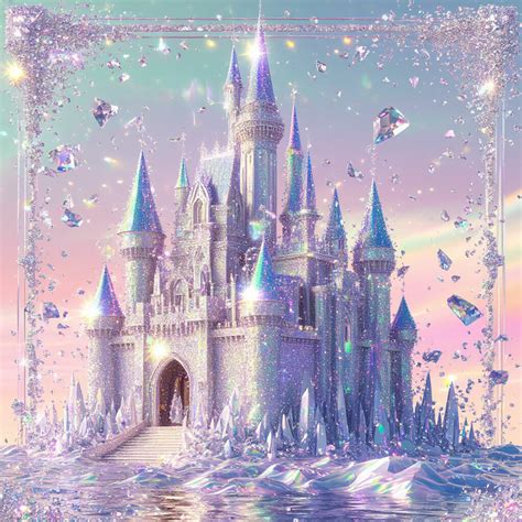 Shimmer Glitch Crystal Castle Holographic Tumblr Art Flat Color