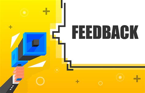 피드백 배너 템플릿입니다 메가폰을 사용한 마케팅 전단지 등분 및 픽셀 스타일 소매 프로모션 및 공지를 위한 템플릿입니다 벡터 그림입니다 고객에 대한 스톡 벡터 아트 및 기타