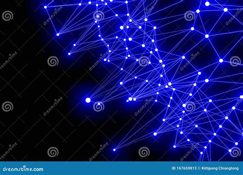 Abstract Technology Connections In Space Background With Structure Connecting Dots And Lines