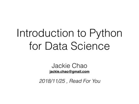 Introduction To Python For Data Science Pdf Programming Languages