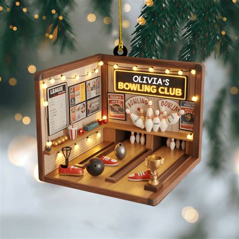 Custom Bowling Room Ornament 2025 Personalized Name Bowling Alley Ch