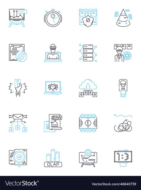 Report Generation Linear Icons Set Analytics Vector Image Report Generation Linear Icons Set Analytics Vector Image